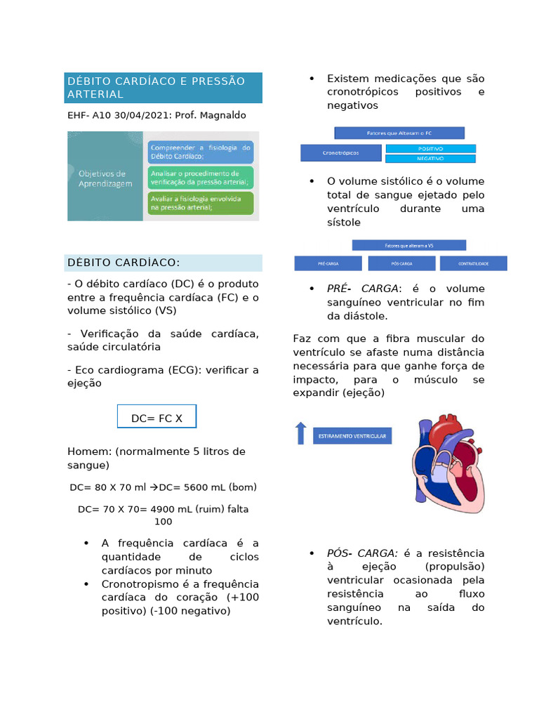 A20 - Débito Cardíaco e Pressão Arterial | PDF | Coração | Pressão ...