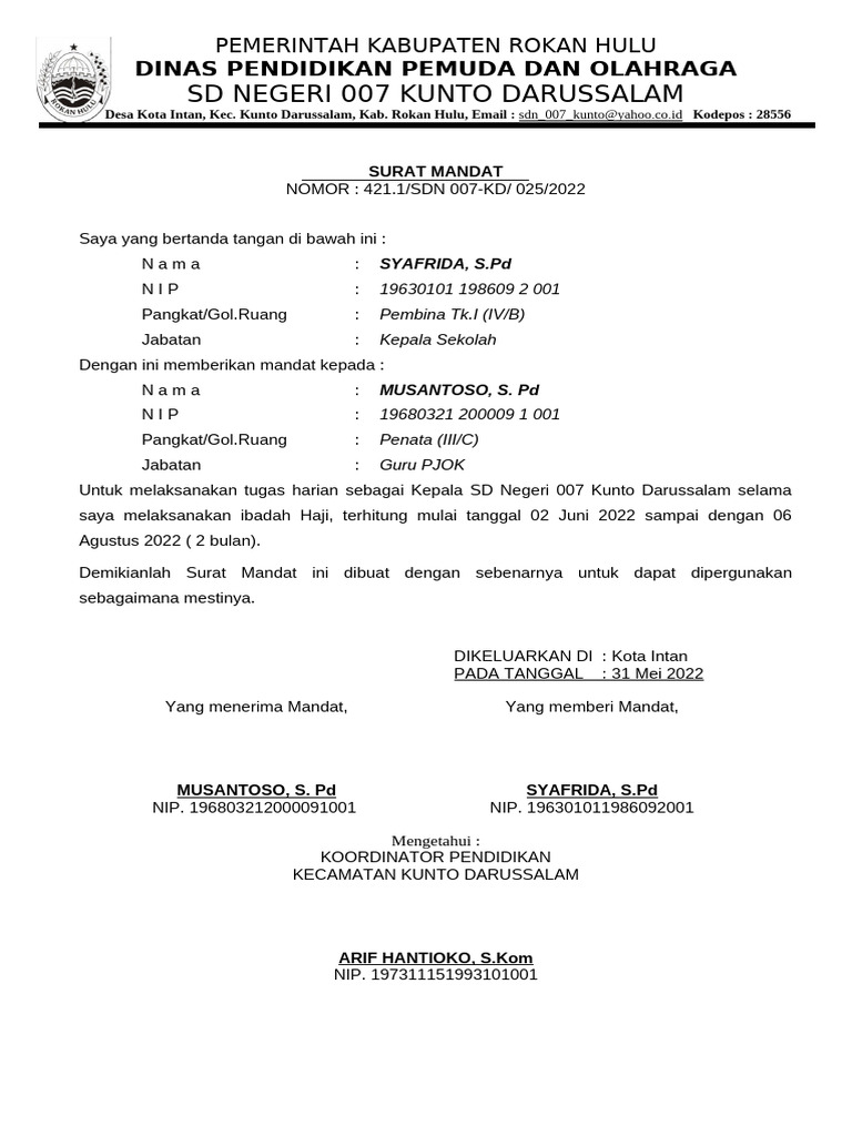 Surat Mandat | PDF