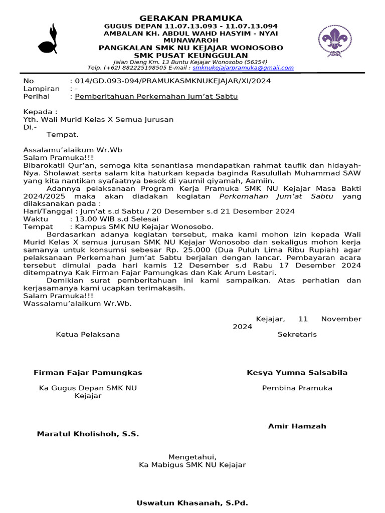 Surat Pemberitahuan Perjusa | PDF