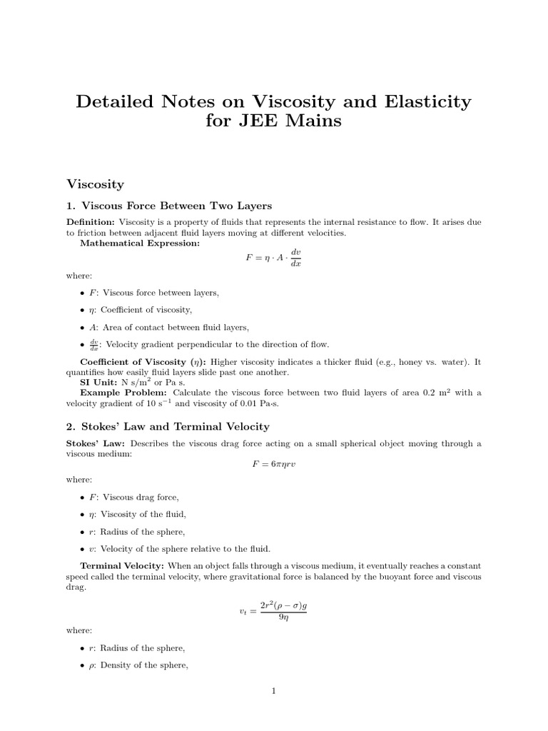 Viscosity and Elasticity | PDF | Viscosity | Reynolds Number