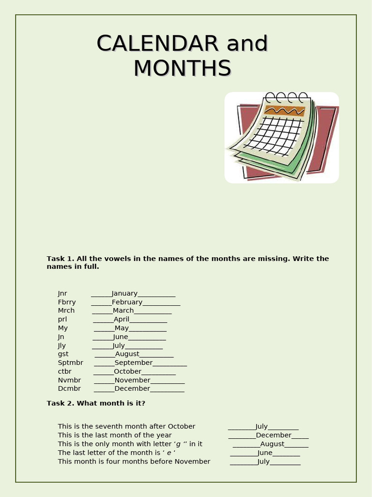 Calendar and Months | PDF