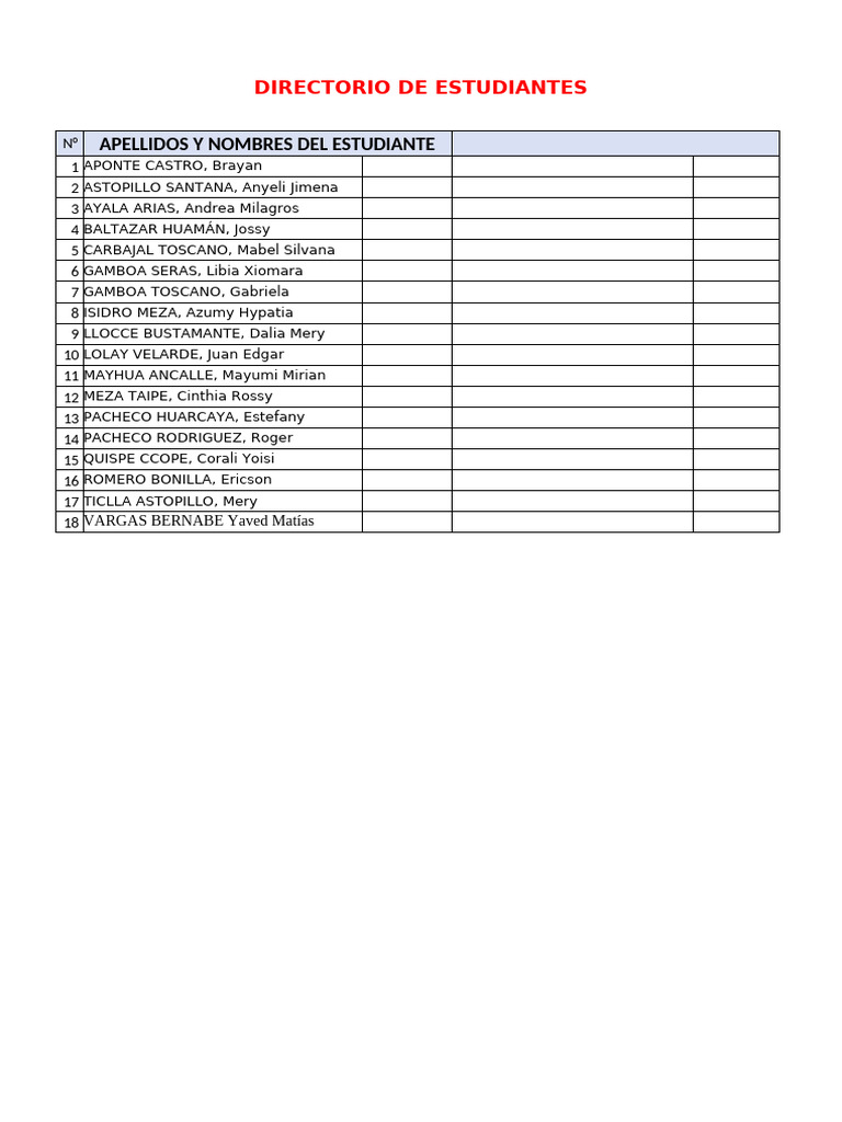 Directorio de Estudiantes | PDF