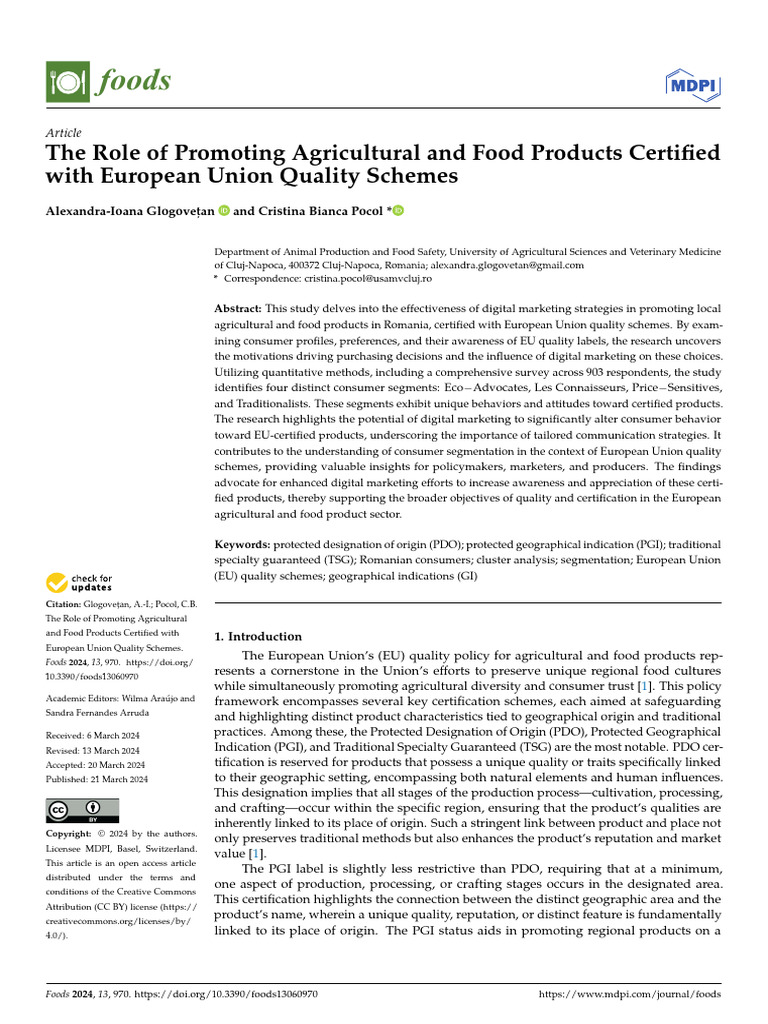 The Role of Promoting Agricultural and Food Products Certified With ...