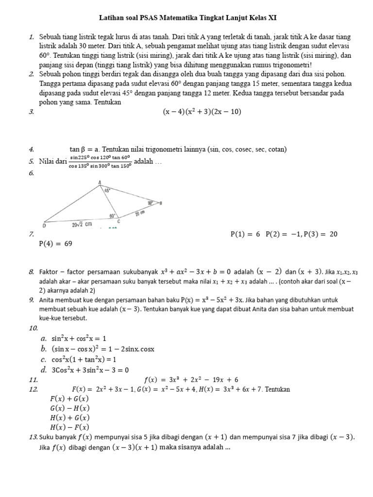 Latihan Soal PSAS Kelas XI | PDF