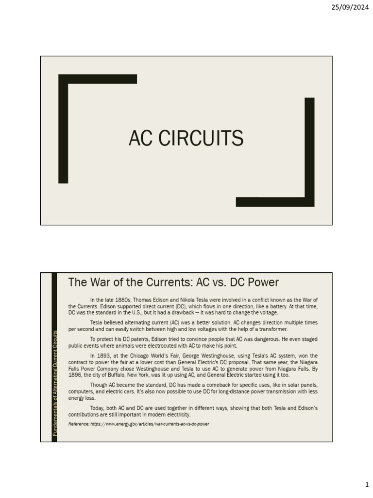 AC Circuits Part 1 | PDF | Alternating Current | Direct Current