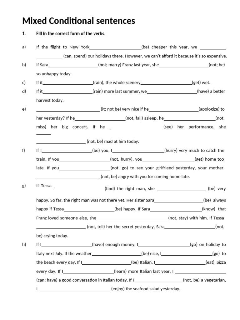 Mixed Conditionals Practice | PDF