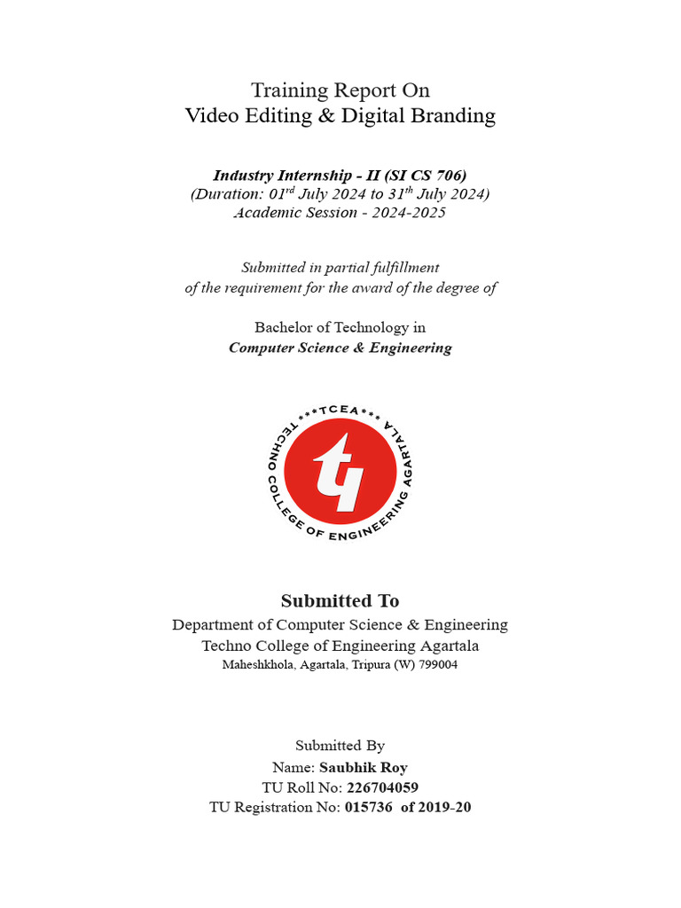 Industrial Trainign Report Format - 7th Sem | PDF | Computing | Human Communication