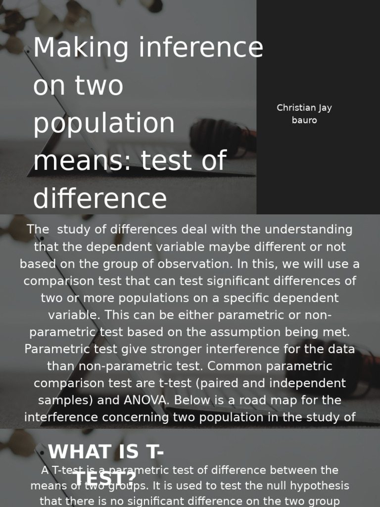 Making Interference On Two Population Means Test of Difference ...