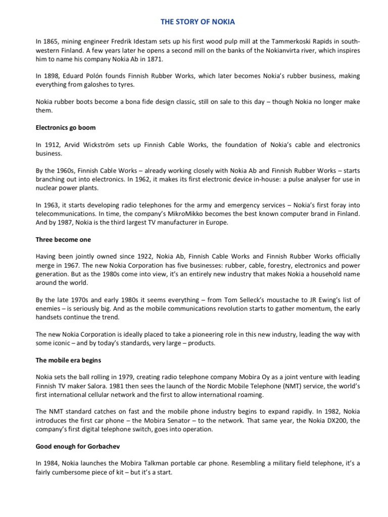 The Story of Nokia | PDF | Nokia | Smartphone