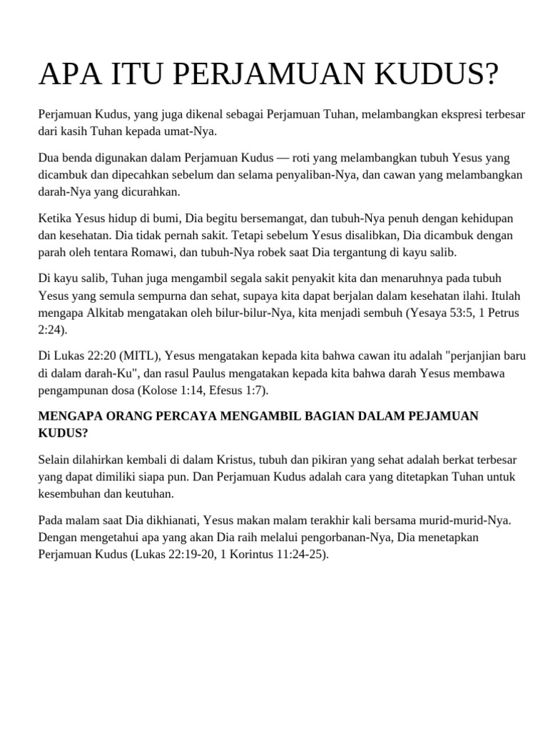 APA ITU PERJAMUAN KUDUS | PDF