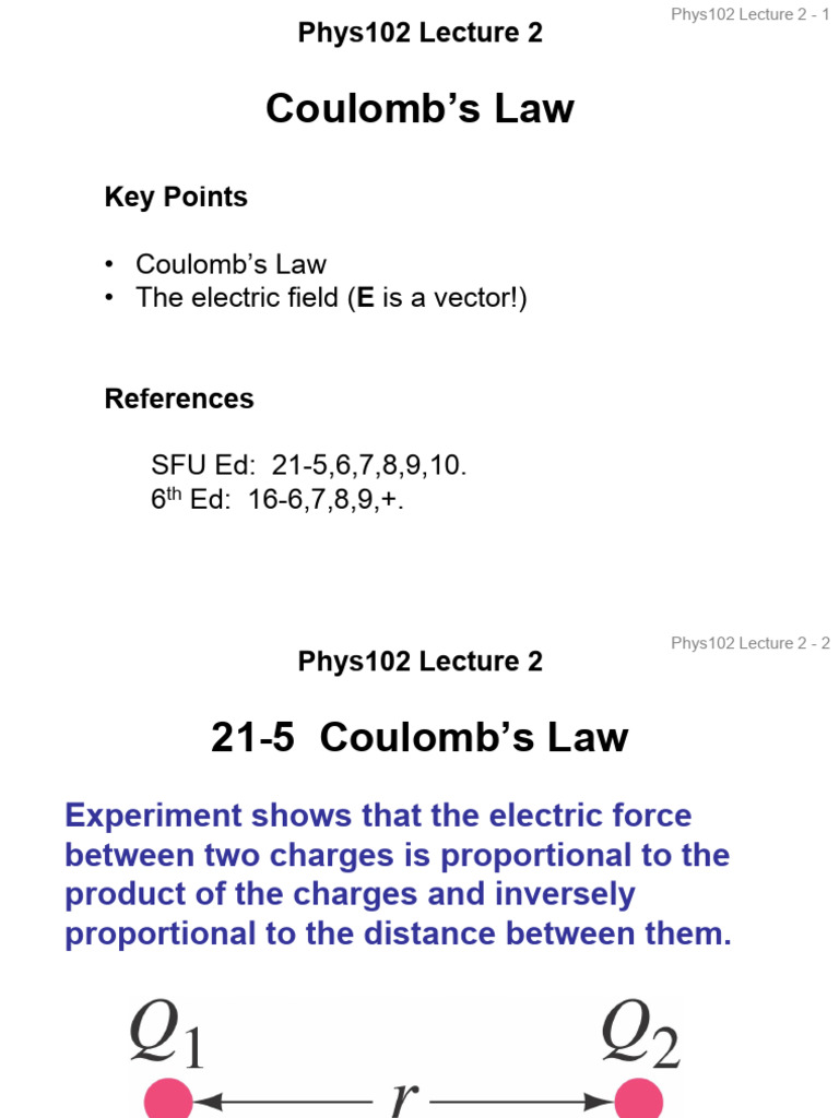 Coulomb's Law and Electric Fields Explained | PDF | Electric Field | Force