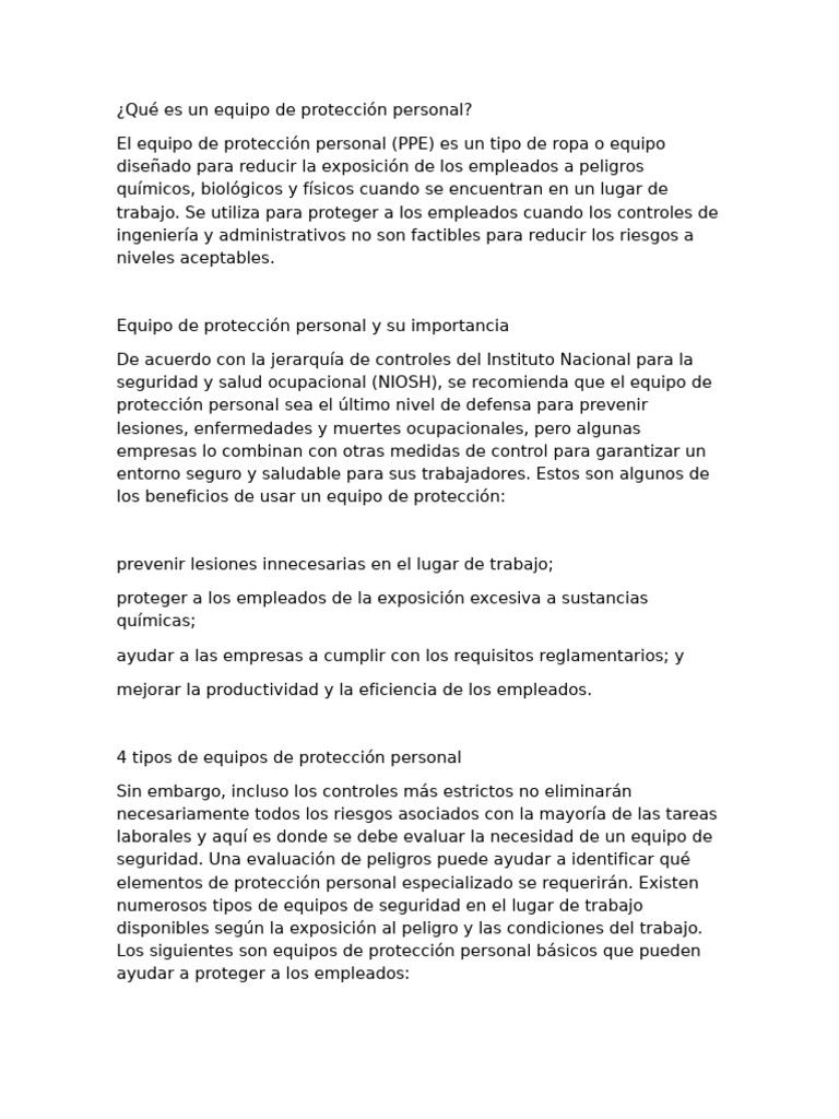 Guía Completa de EPP para Trabajadores | PDF