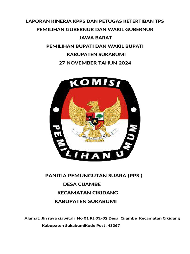 LAPORAN KINERJA KPPS DAN PETUGAS KETERTIBAN TPS | PDF
