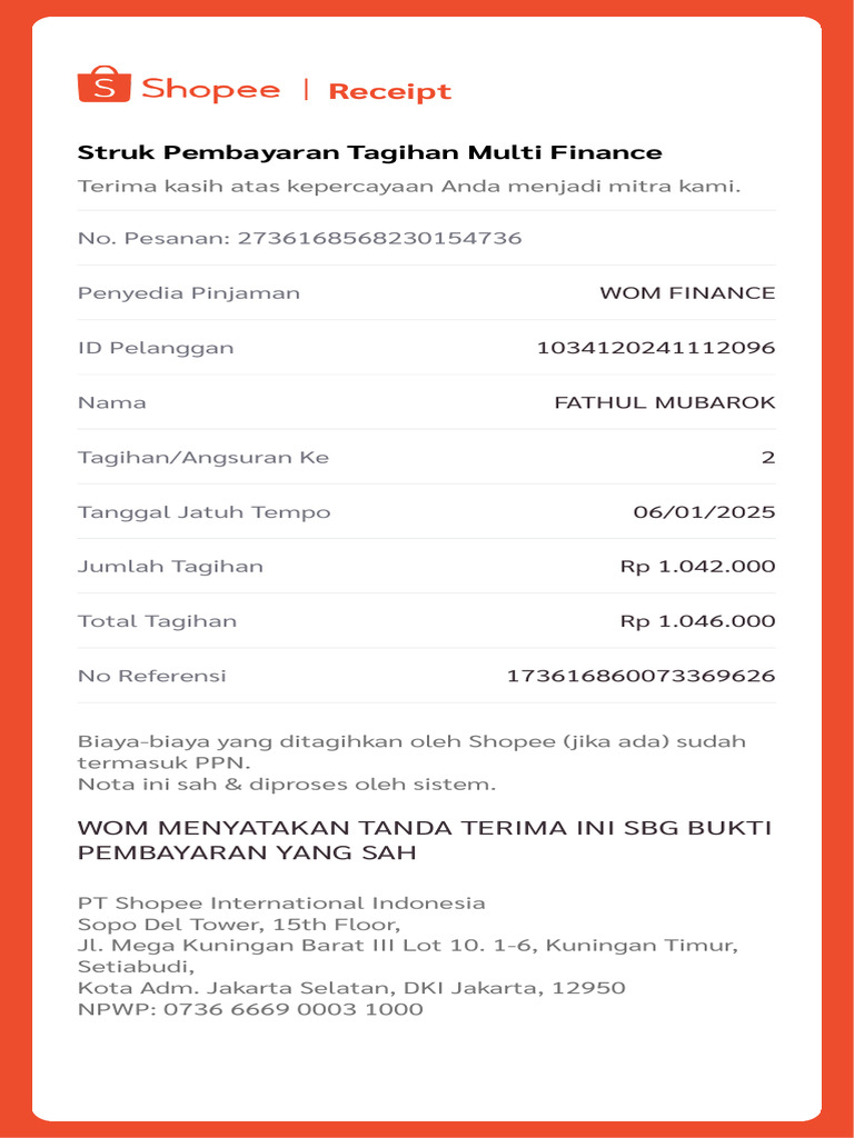 E-Receipt _ Tanda Terima Shopee | PDF