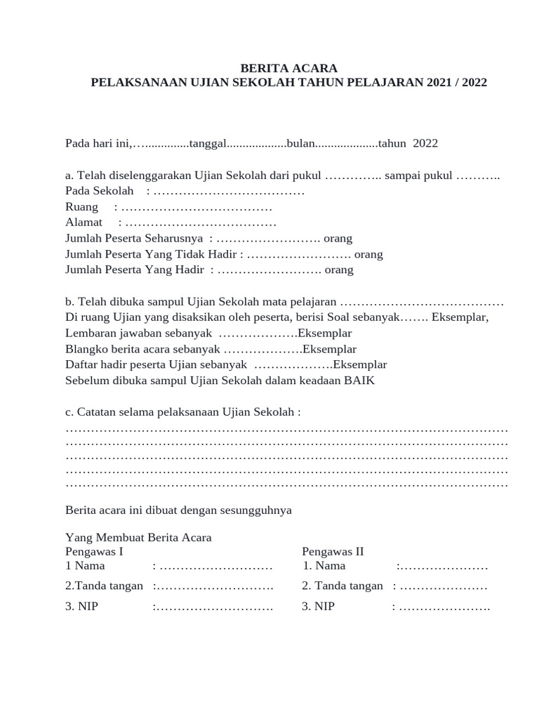 Berita Acara Ujian | PDF