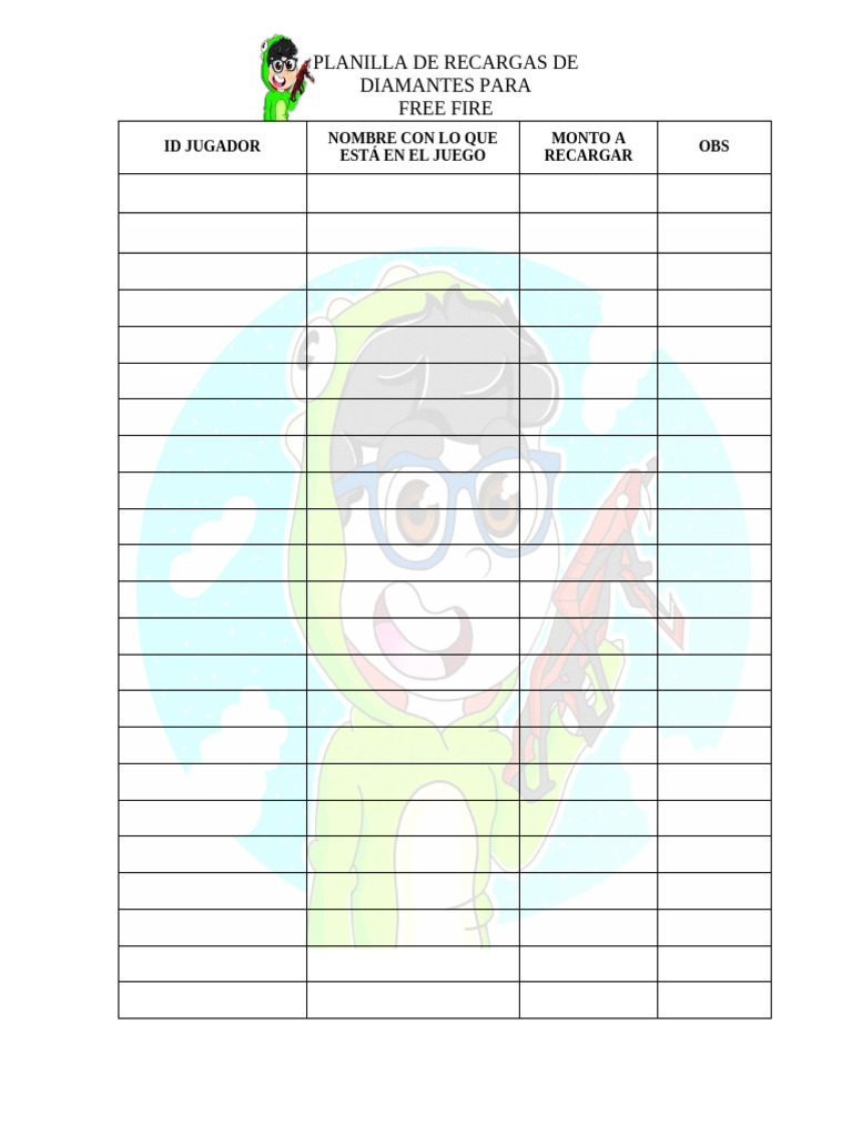 Planilla de Recargas | PDF