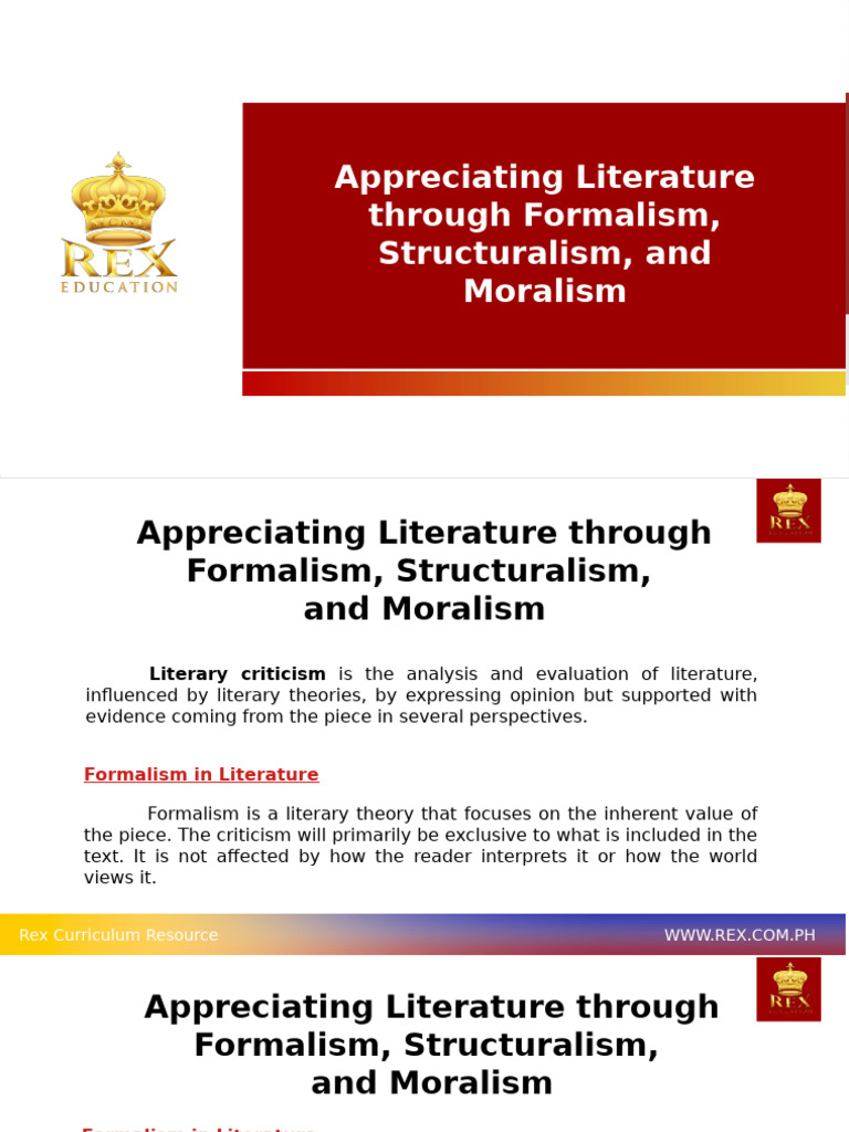 Appreciating Literature Through Formalism, Structuralism, and Moralism | PDF | Senses | Grandparent