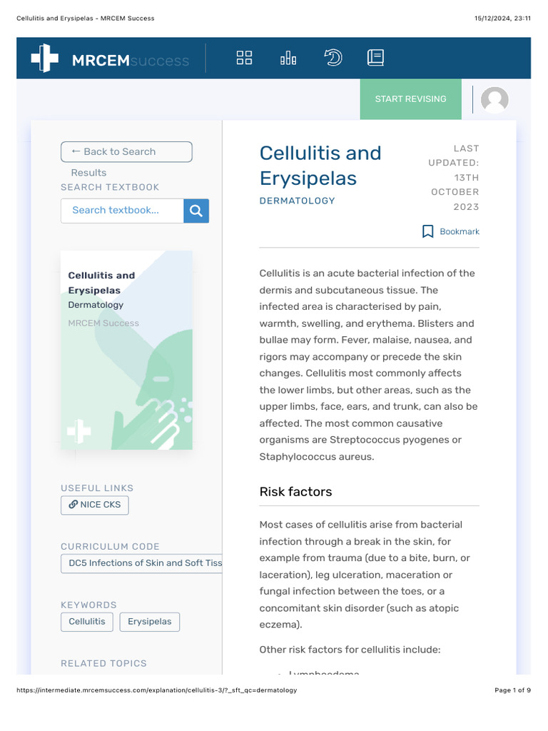 Cellulitis and Erysipelas | PDF | Immunology | Epidemiology