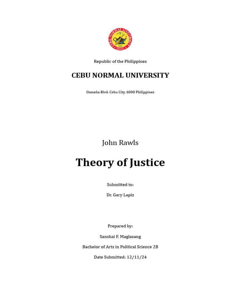 Rawls' Theory of Justice Explained | PDF | Justice | Crime & Violence