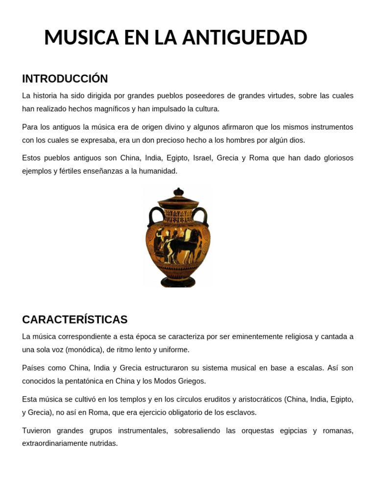 Musica en La Antigüedad | PDF | Instrumentos musicales | Antigua Grecia