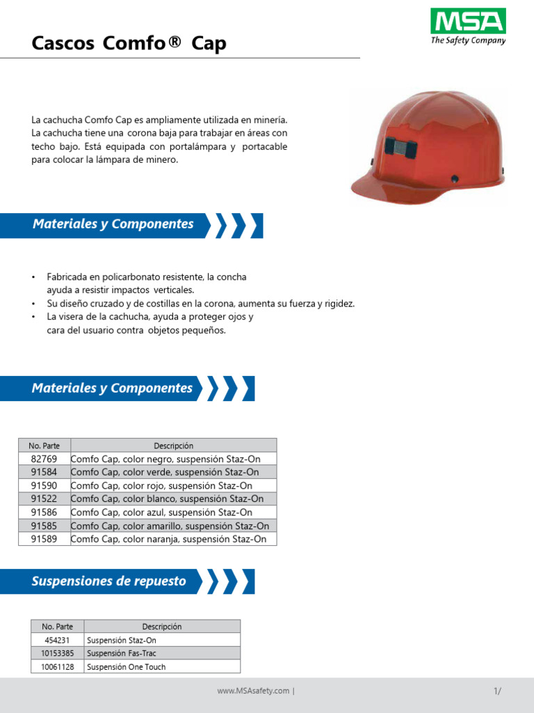 06 MSA Comfo-Cap Technical-Datasheet ES | PDF