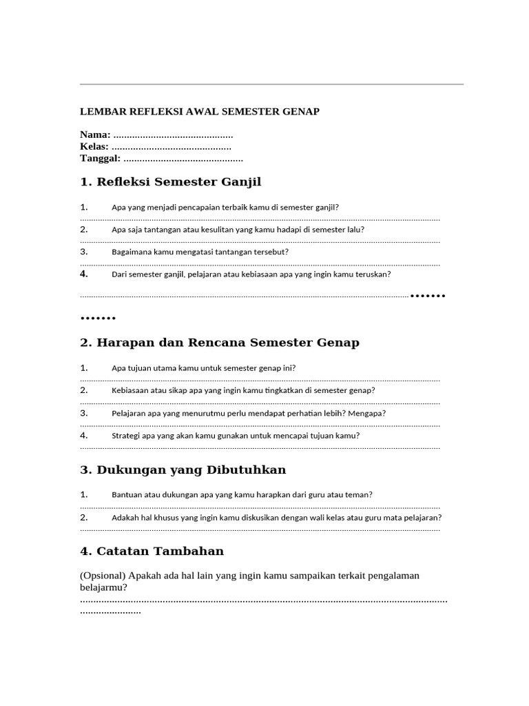 Refleksi Awal Semester | PDF