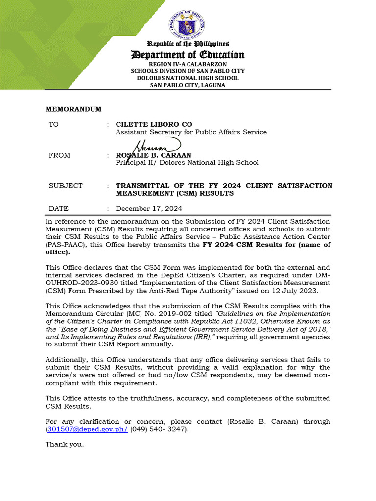 Annex E Transmittal Memo - DNHS | PDF