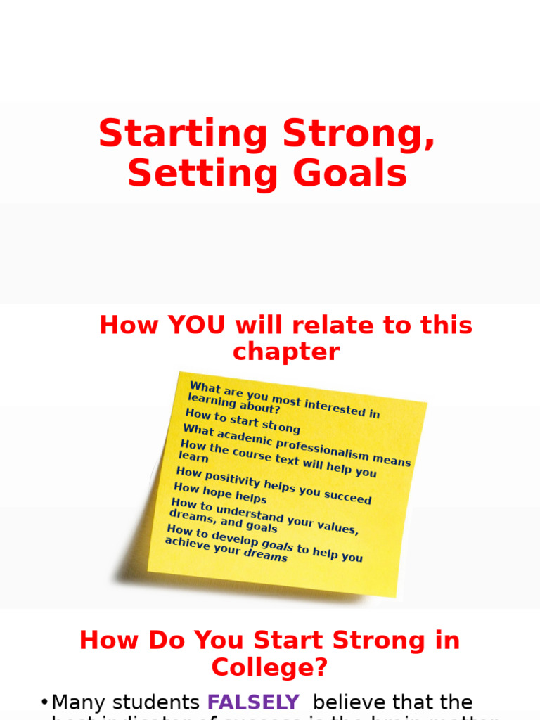 Week 2 Starting Strong Setting Goals | PDF | Psychology | Cognition