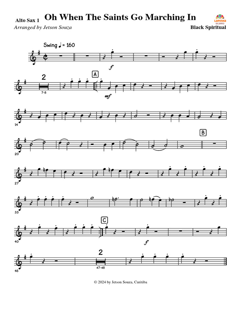 Oh When The Saints Go Marching in - Alto Sax 1 | PDF | Saxophone