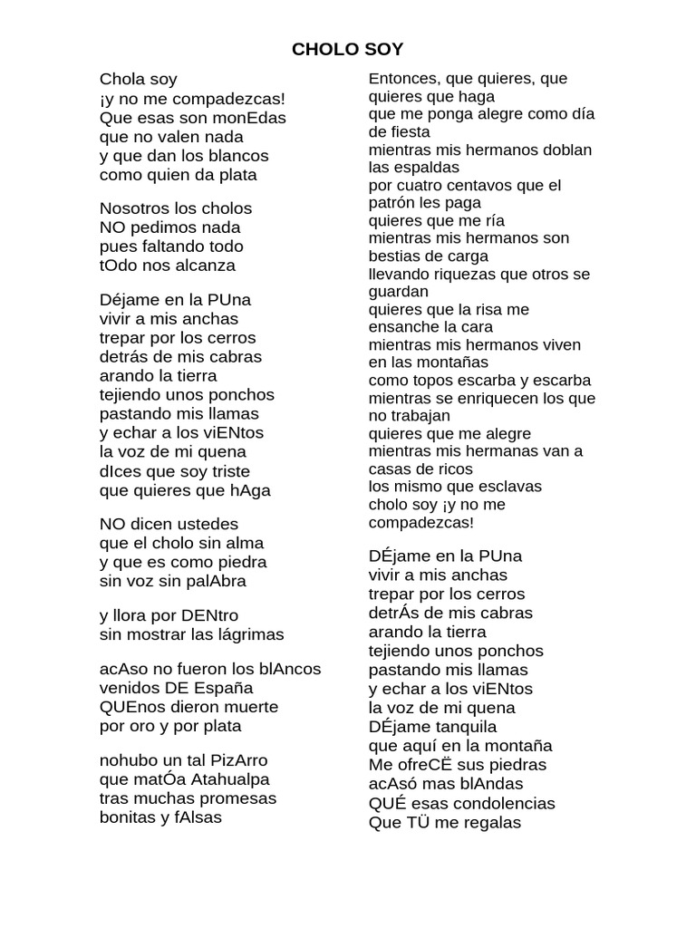 Chola Soy (Rubi Palomino) | PDF