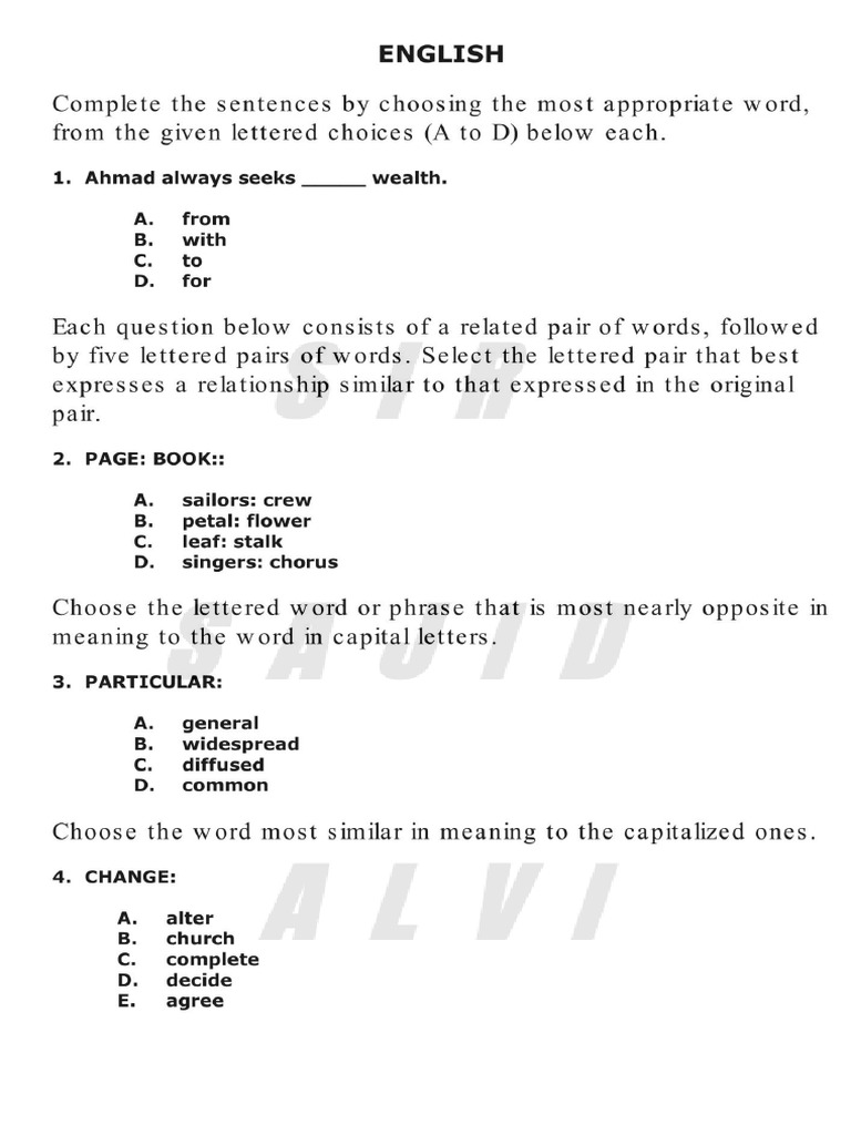BCAT targeted paper 2024 by Sir Sajid Alvi | PDF