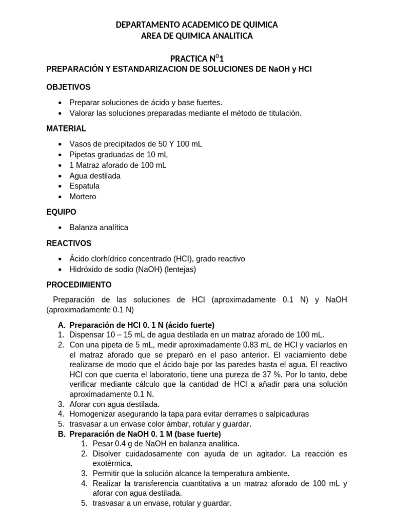 PREPARACIÓN Y ESTANDARIZACION DE SOLUCIONES DE NaOH y HCl (2) | PDF | Valoración | Química