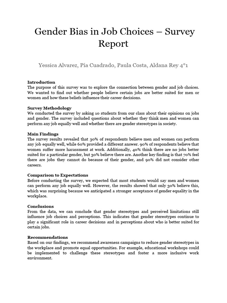 Gender Stereotypes in Careers | PDF