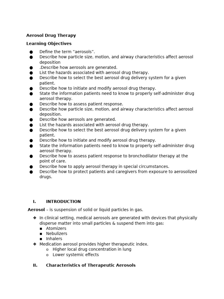 Aerosol Drug Therapy | PDF | Aerosol | Applied And Interdisciplinary ...