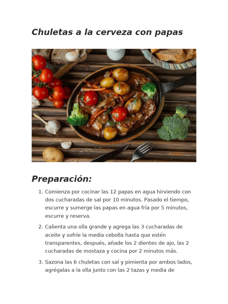 Chuletas a la cerveza con papas | PDF