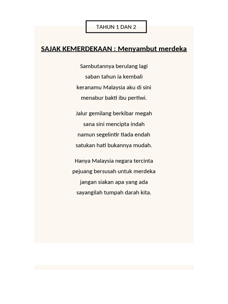 Sajak Kemerdekaan untuk Sekolah Rendah | PDF