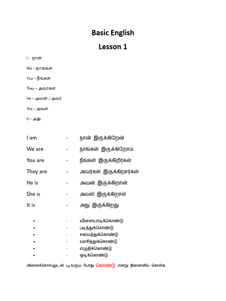 Lesson 1 Am Is Are Verb Ing Pdf