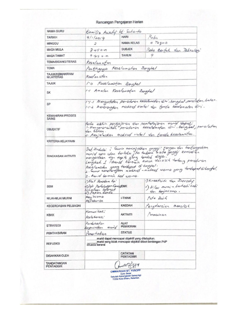 Rancangan Pengajaran Harian Pdf