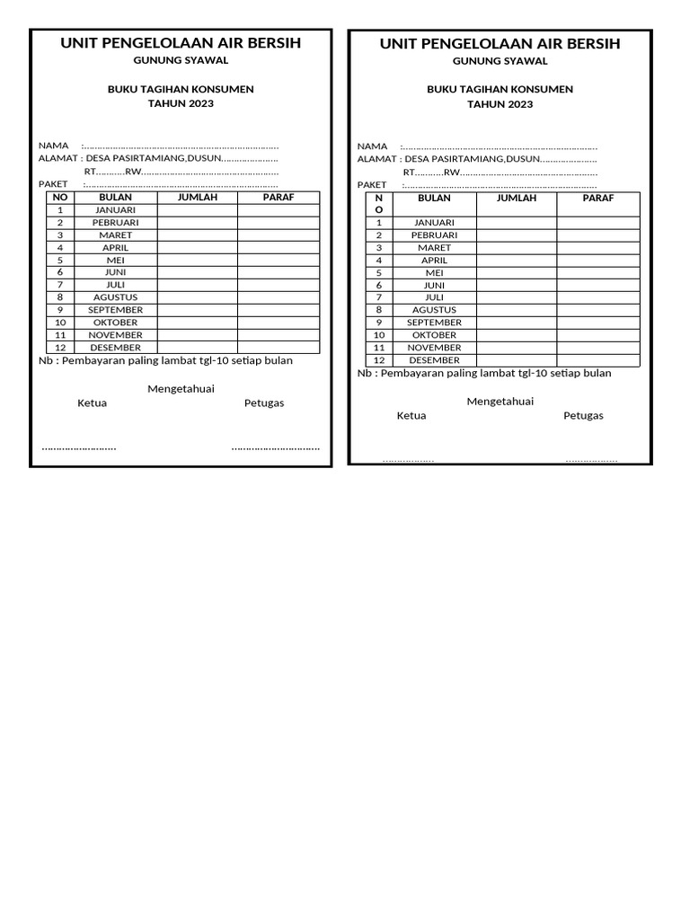 daftar iuran air | PDF
