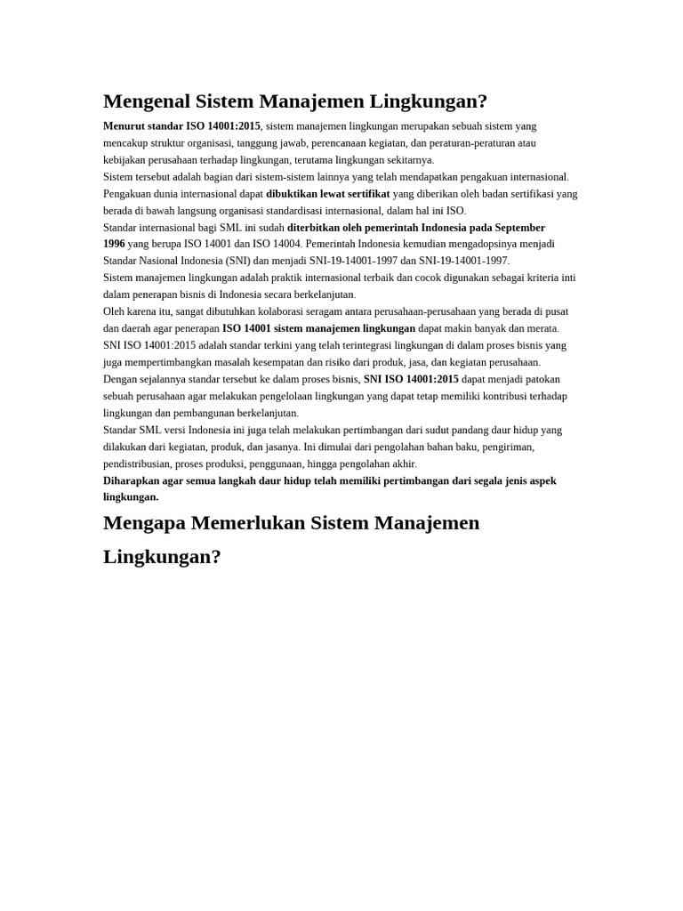 Mengenal Sistem Manajemen Lingkungan | PDF