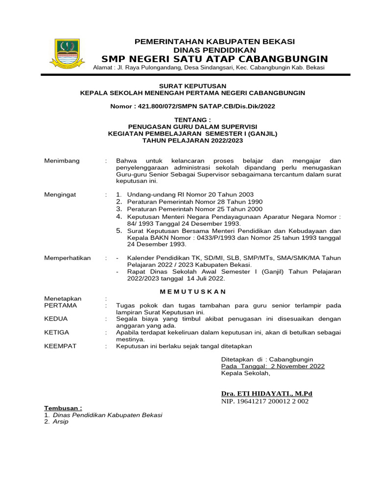 SK Supervisi Satap CB | PDF