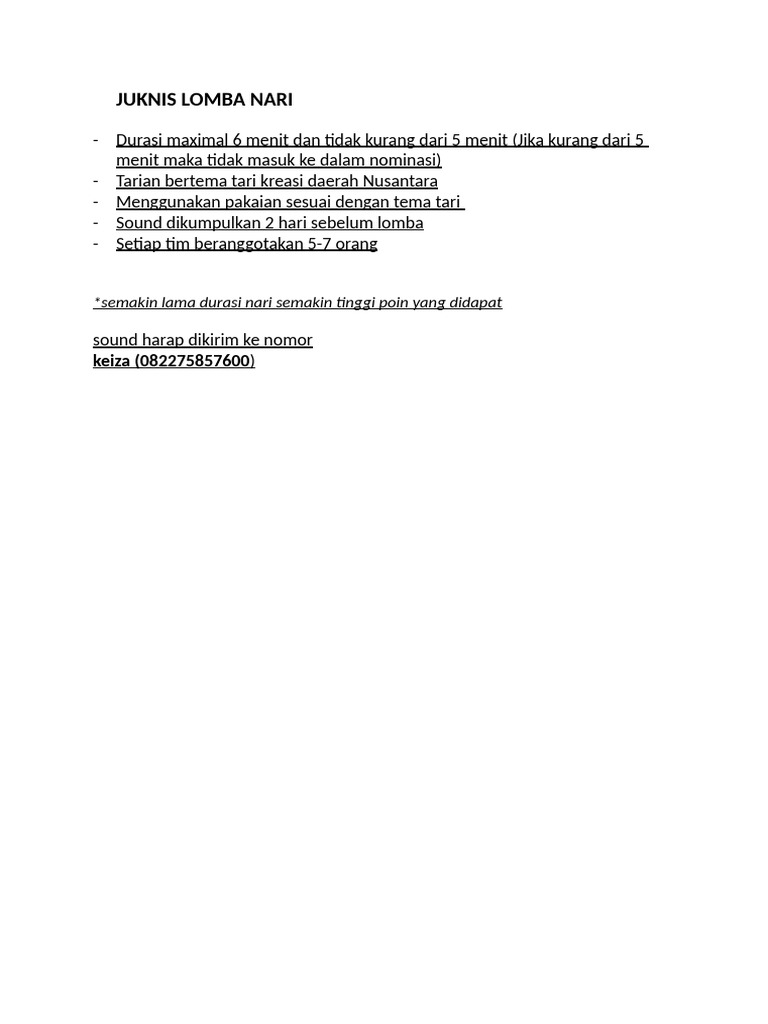 Juknis Lomba Nari | PDF