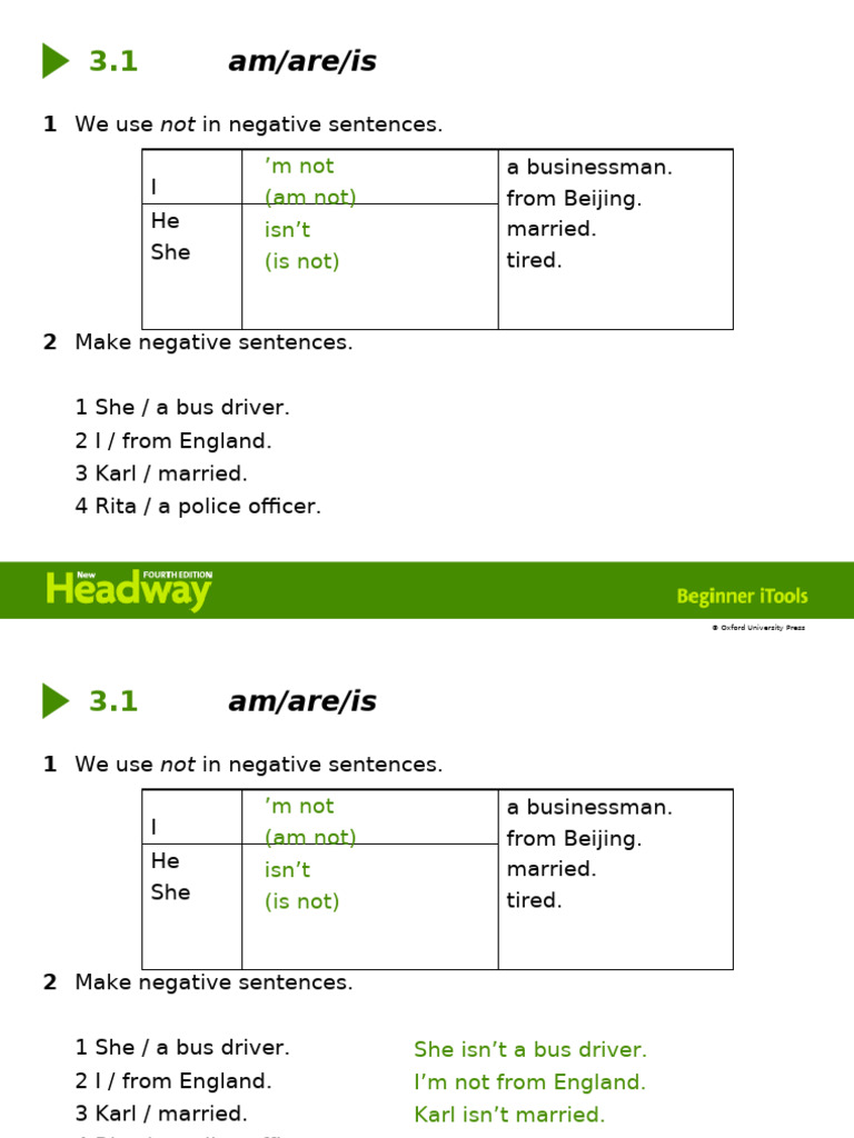 HDW_BEGINNER_Grammar_3.1verb to be negative + yes oe no questions | PDF ... HDW_BEGINNER_Grammar_3.1verb to be negative + yes oe no questions | PDF ...