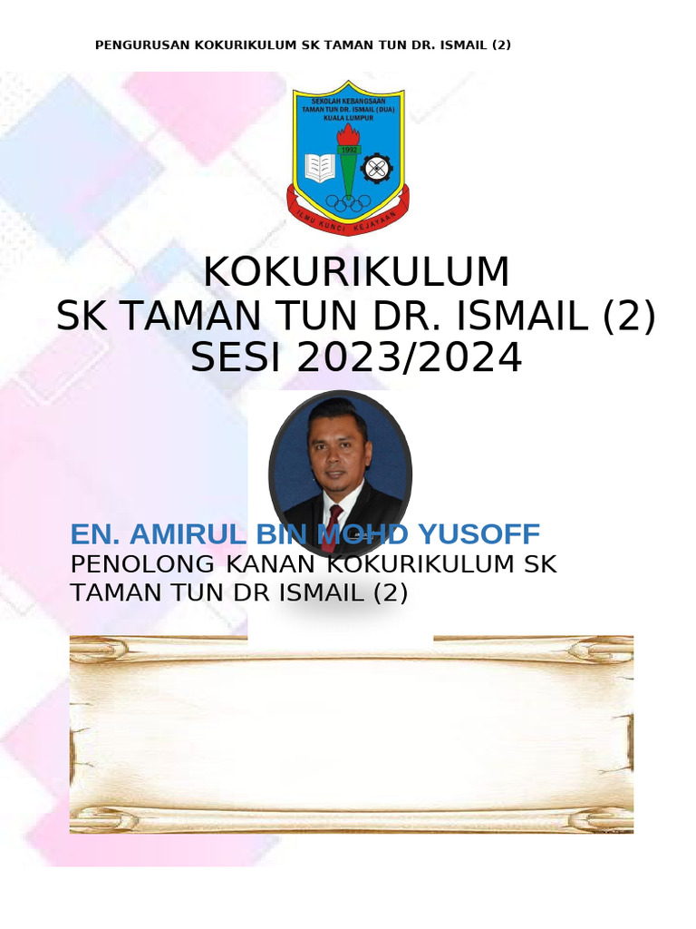 Cetakan D Buku Pengurusan Kokurikulum SK Ttdi2 Sesi 2023 2024 Terkini PDF v.2 | PDF