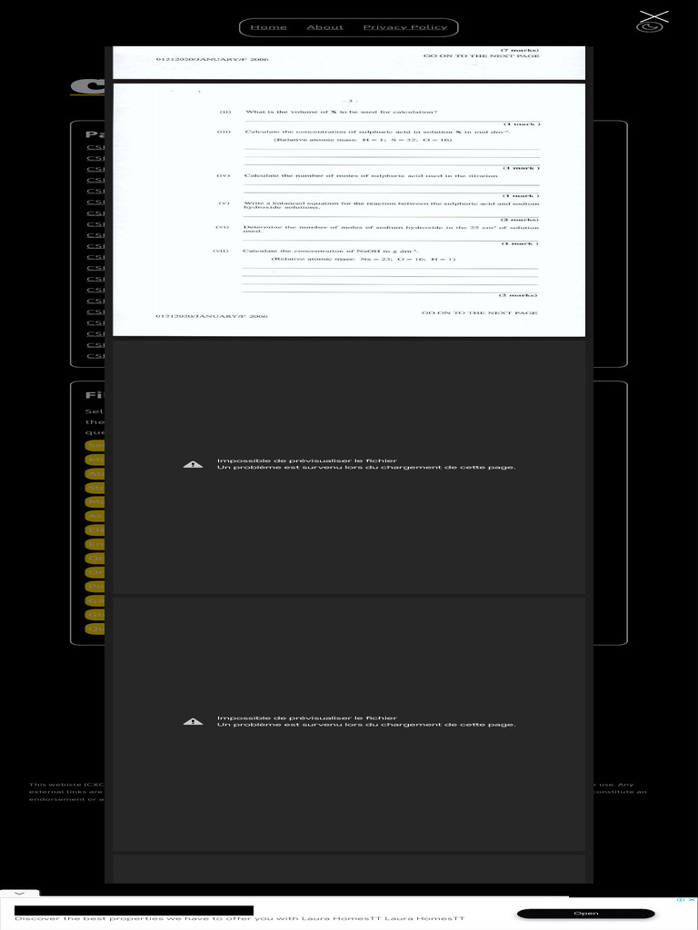 CSEC Chemistry CXC Prep 2 | PDF | Chemistry | Sodium Hydroxide