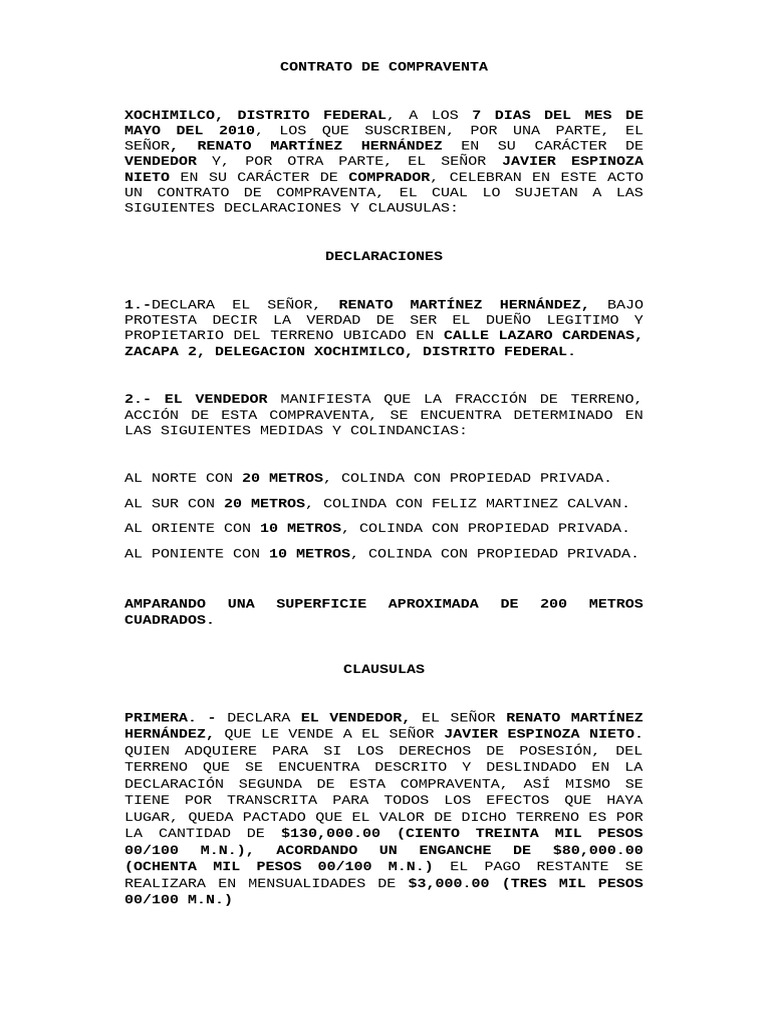 CONTRATO DE COMPRA VENTA Renato-Javier | PDF | Ley común | Justicia