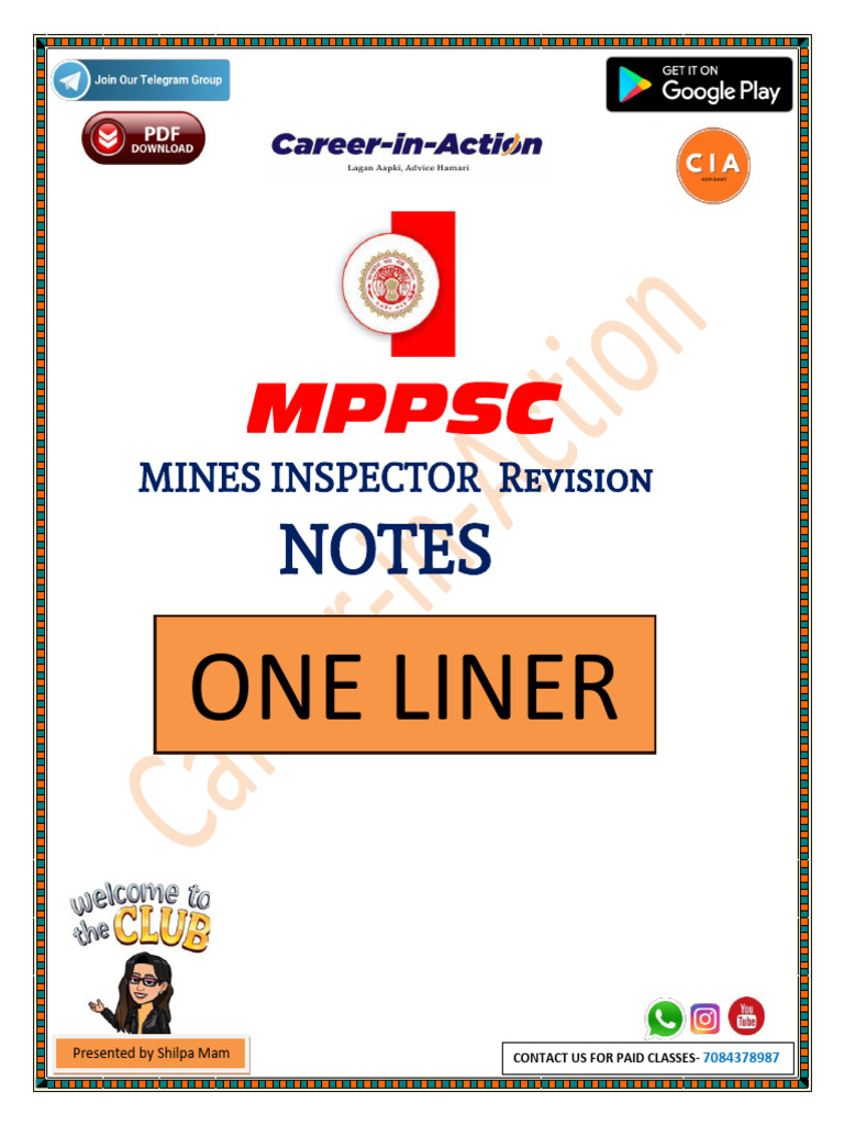 MPPSC Geology Last One Liner by CIA PDF | PDF | Rock (Geology) | Geology
