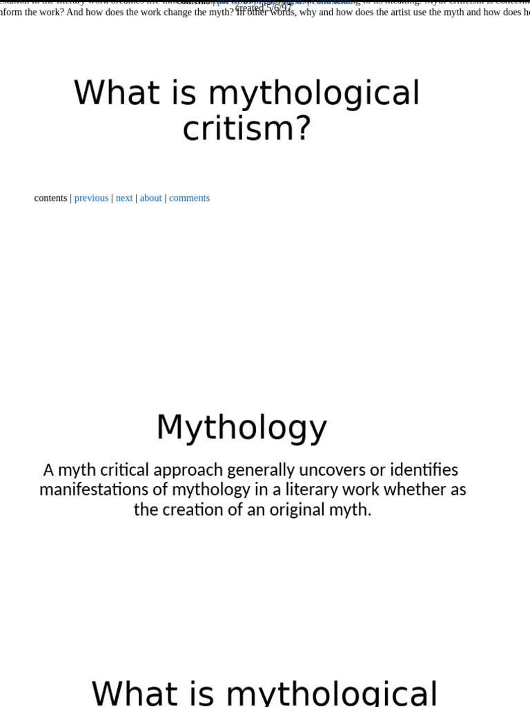 What Is Mythological Critism | PDF
