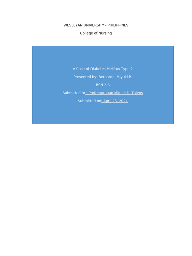 Diabetes Mellitus Type 2 Case Study | PDF | Diabetes | Hyperglycemia