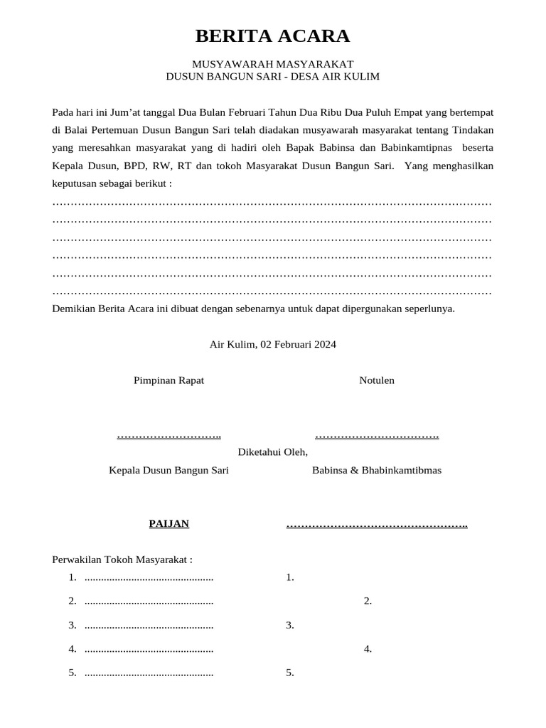 Berita Acara Kemalingan | PDF